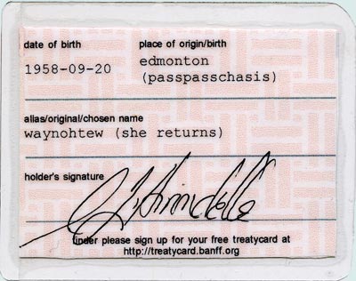 Cheryl L'Hirondelle: treatycard